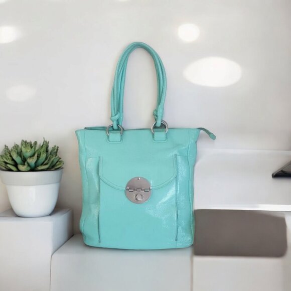 Mimco | Bags | Mimcoturnlockshoppertotebagseafoampatent | Poshmark